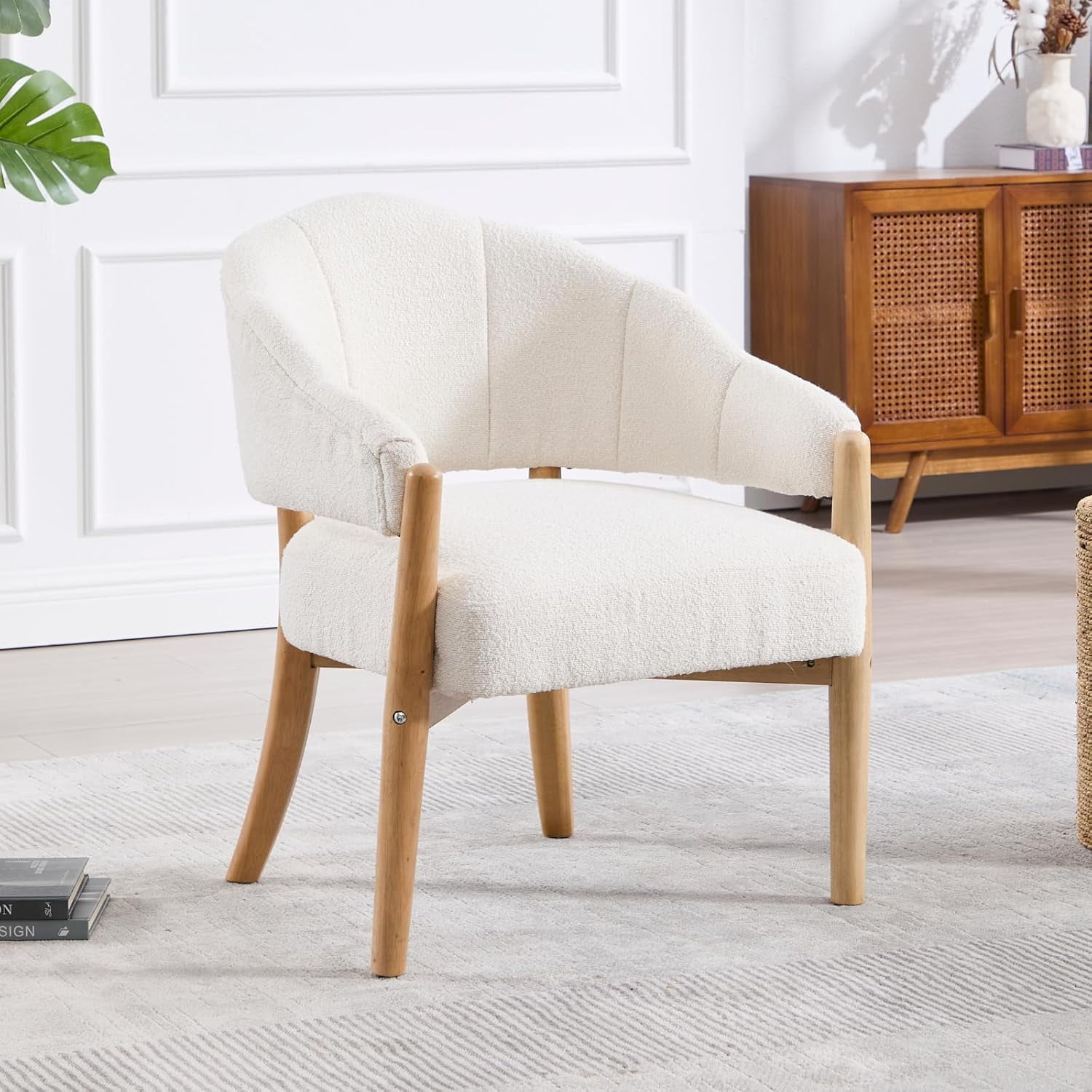 CIMOTA Modern Accent Chair Sherpa Barrel Chair Upholstered Armchair ...