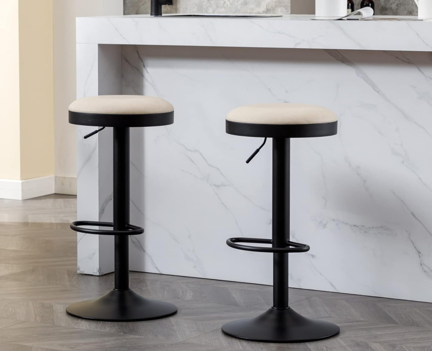 CIMOTA Swivel Round Bar Stool, Backless Adjustable Counter Height ...