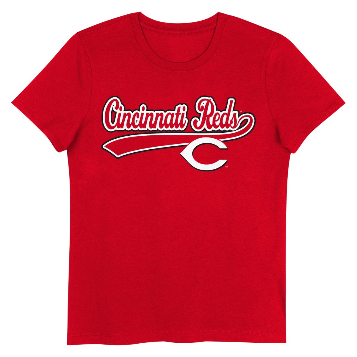 CINCINNATI REDS Girls Primry Color Cotton Crew Short Sleeve Script Tee ...