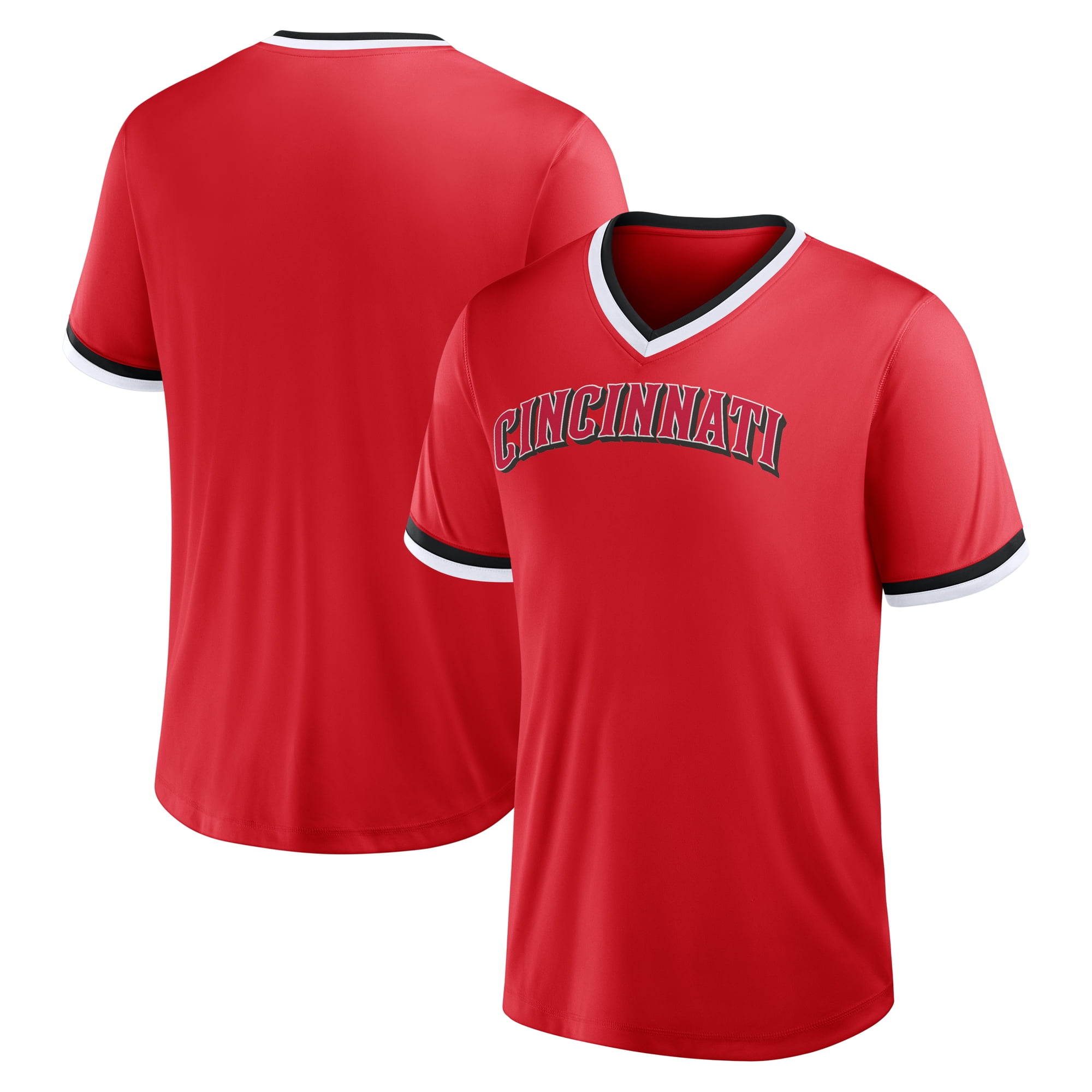 Cincinnati Reds Men’s Red Race Ahead Poly V-Neck Fashion Top, Up to ...