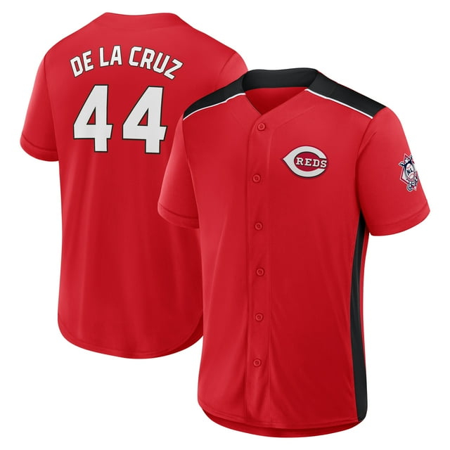 Men's Elly De La Cruz Red Cincinnati Reds Outperform Poly Full-Button ...