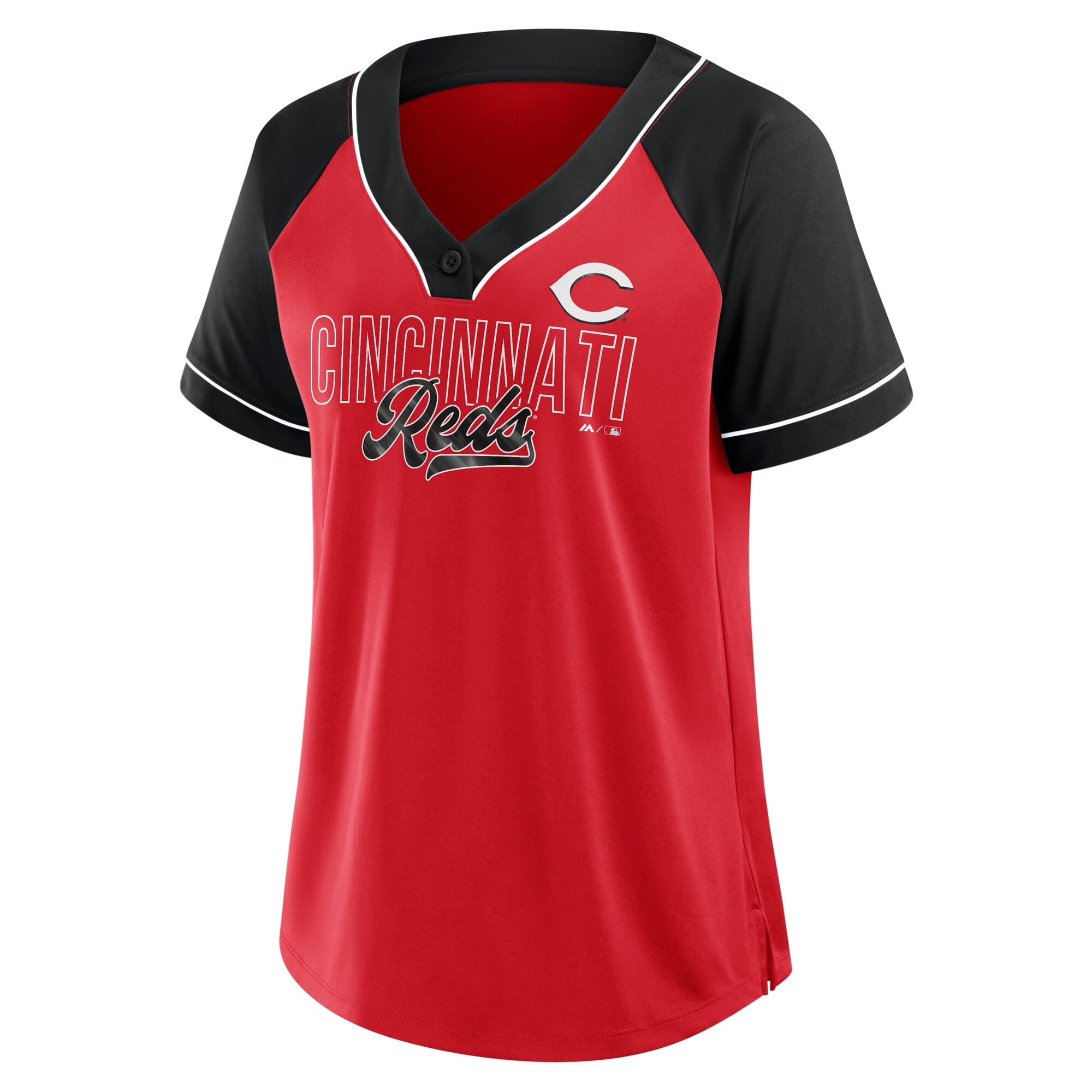 Women's Red Cincinnati Reds Push The Envelope Poly Fashion Top ...