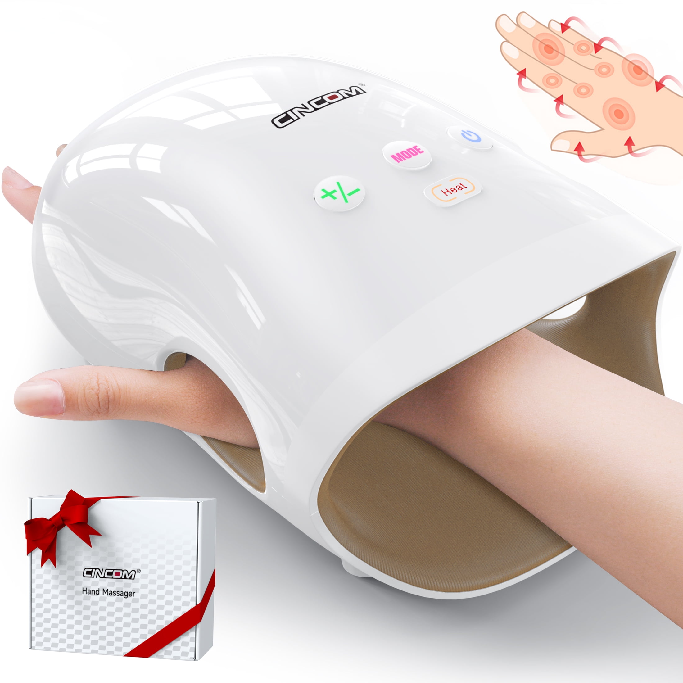 CINCOM Cordless Hand Massager with Heat & 7 Massage Balls, Gift for ...