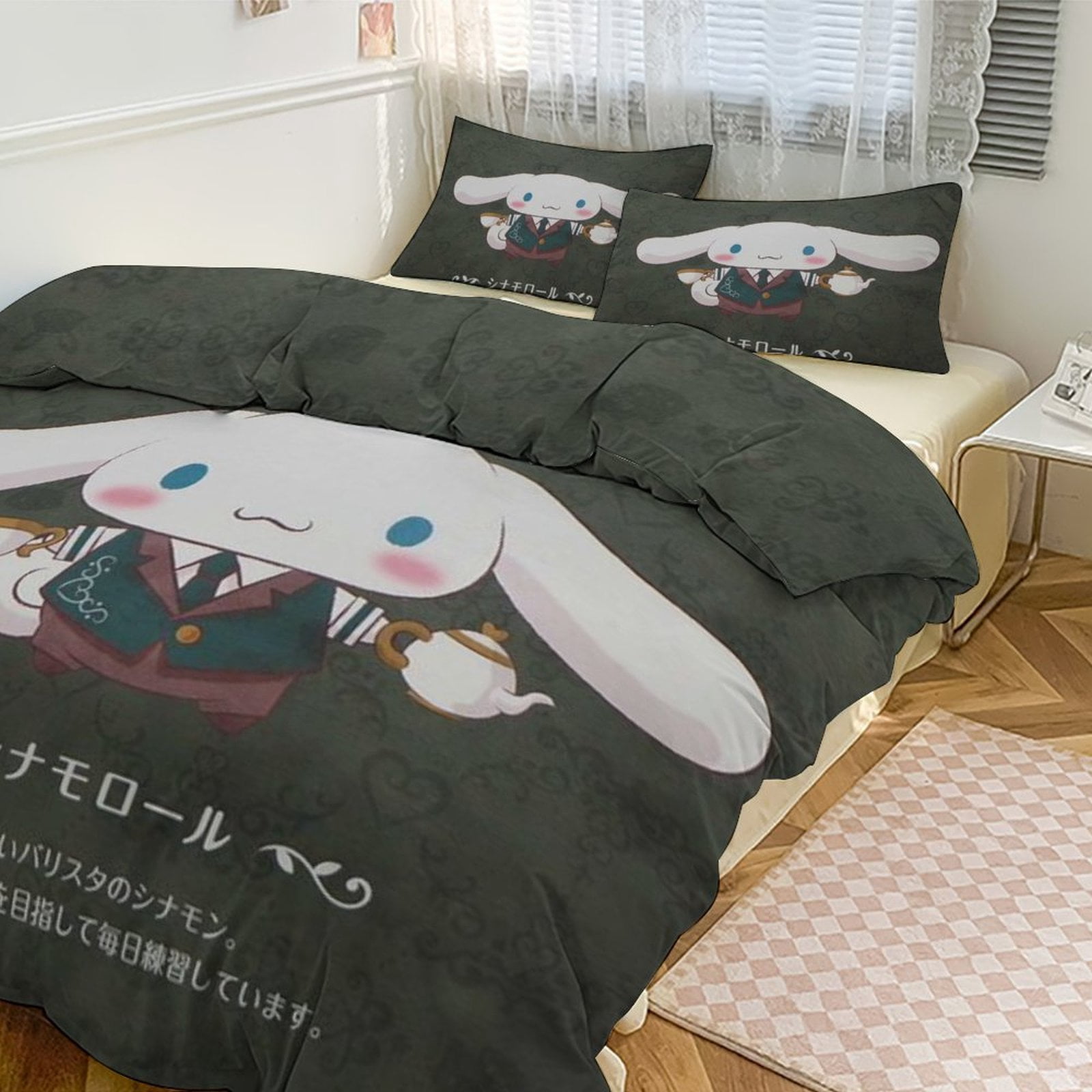 CINNAMOROLL Bedding Set Anime Three-piece for Boys Girls Teens Queen ...