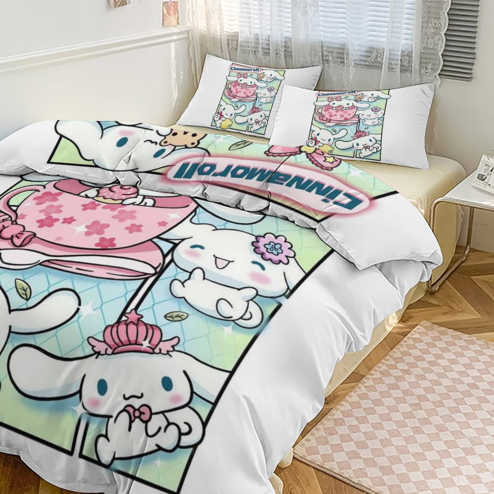CINNAMOROLL Bedding Set Anime Three-piece for Boys Girls Teens Queen ...