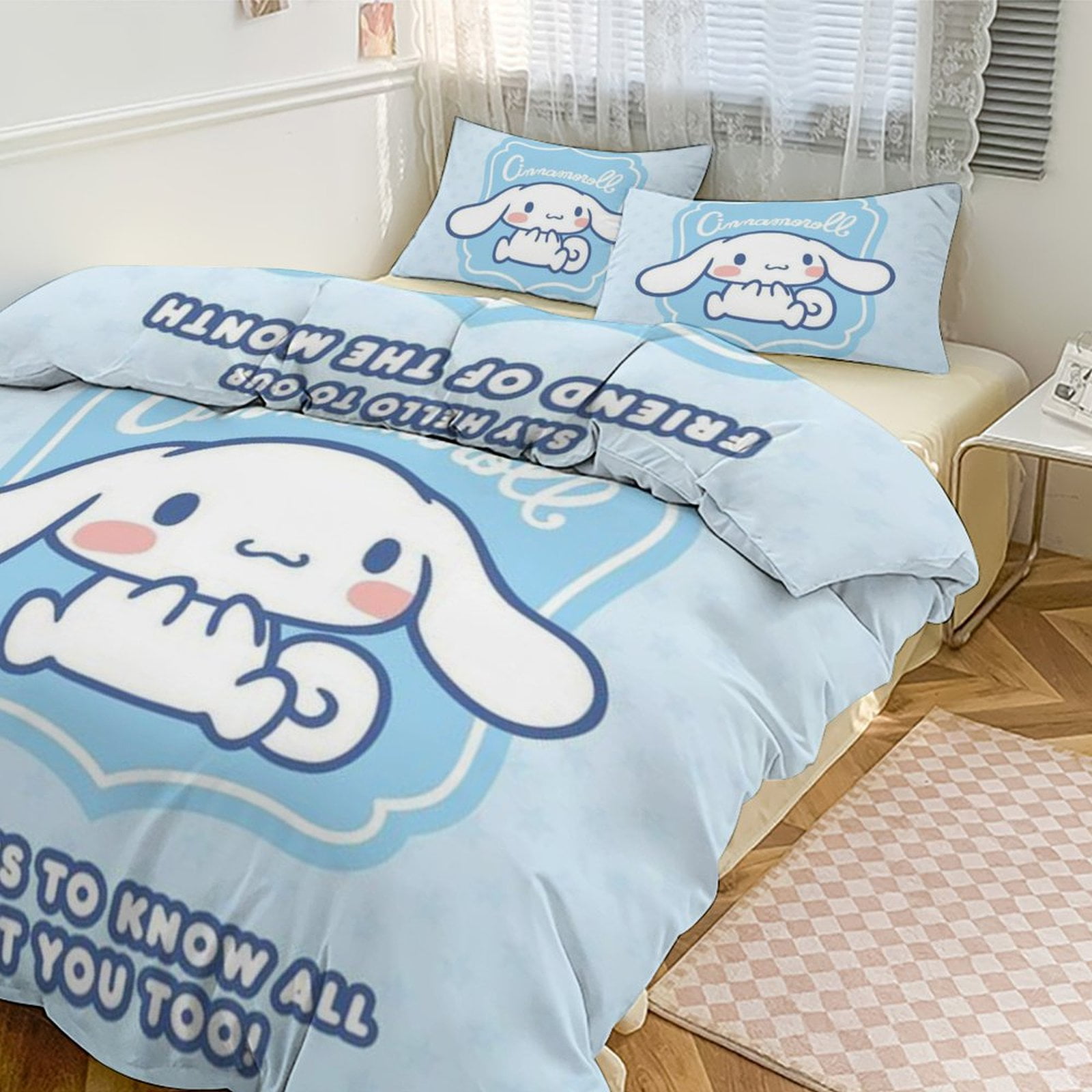 CINNAMOROLL Bedding Set Anime Three-piece for Boys Girls Teens Queen ...