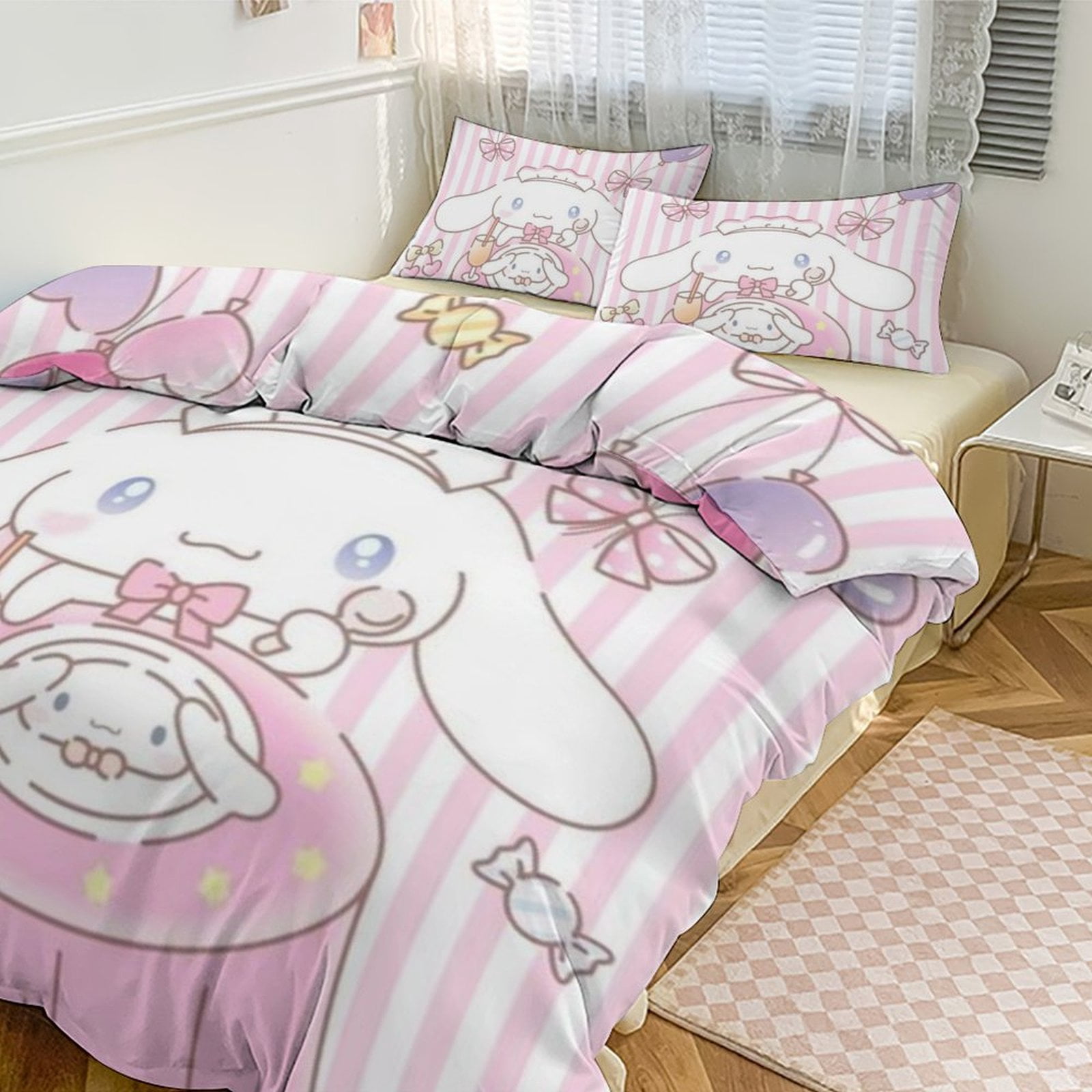 CINNAMOROLL Bedding Set Anime Three-piece for Boys Girls Teens Queen ...