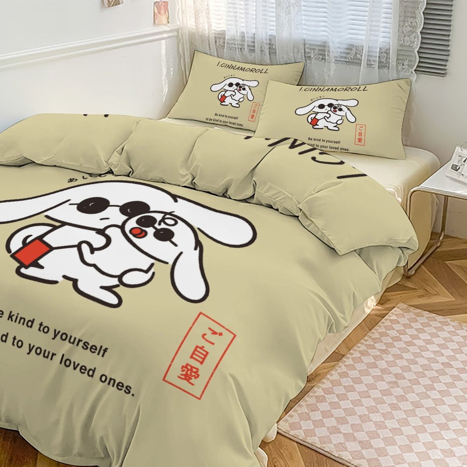 CINNAMOROLL Bedding Set Anime Three-piece for Boys Girls Teens Queen ...