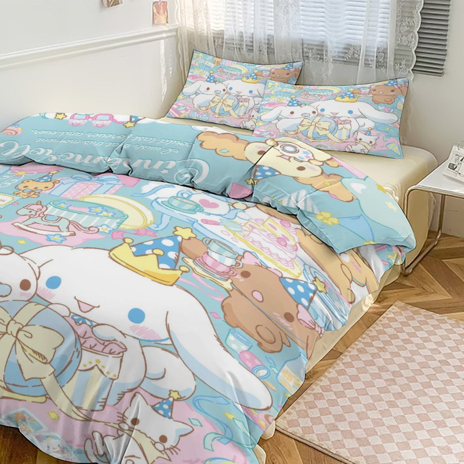CINNAMOROLL Bedding Set Anime Three-piece for Boys Girls Teens Queen ...