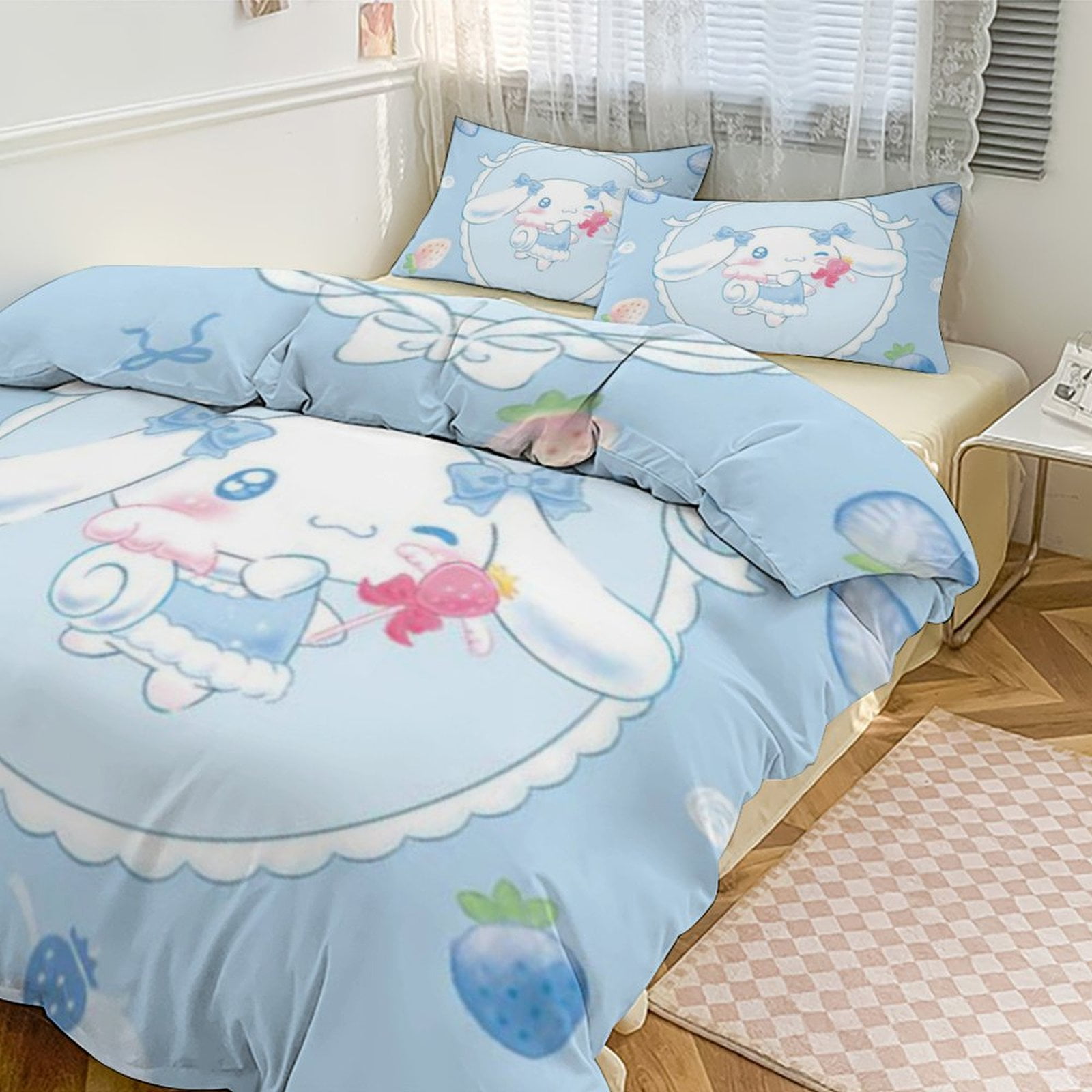 CINNAMOROLL Bedding Set Anime Three-piece for Boys Girls Teens Queen ...