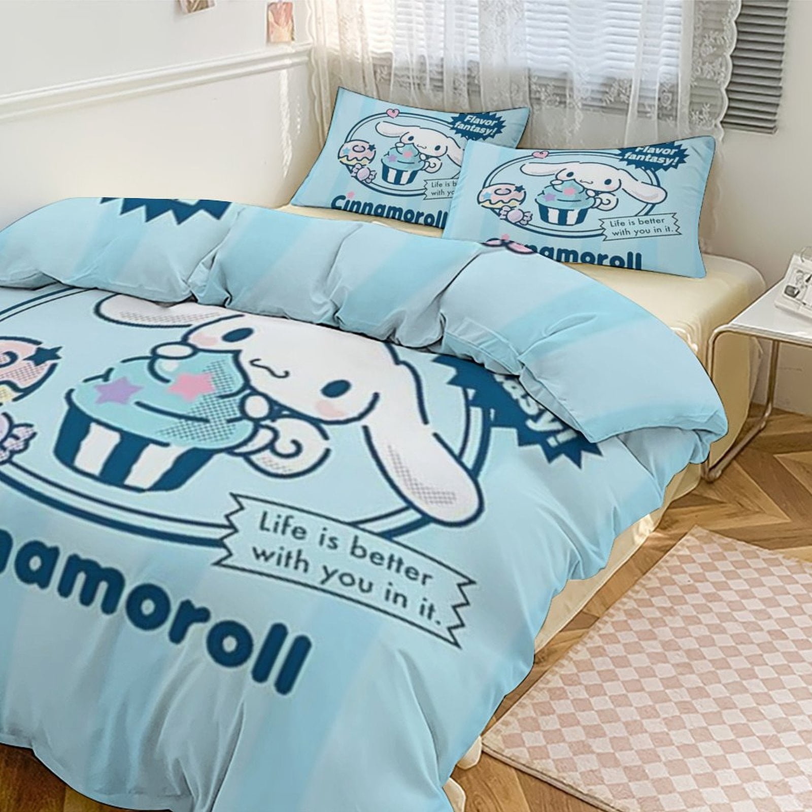 CINNAMOROLL Bedding Set Anime Three-piece for Boys Girls Teens Queen ...
