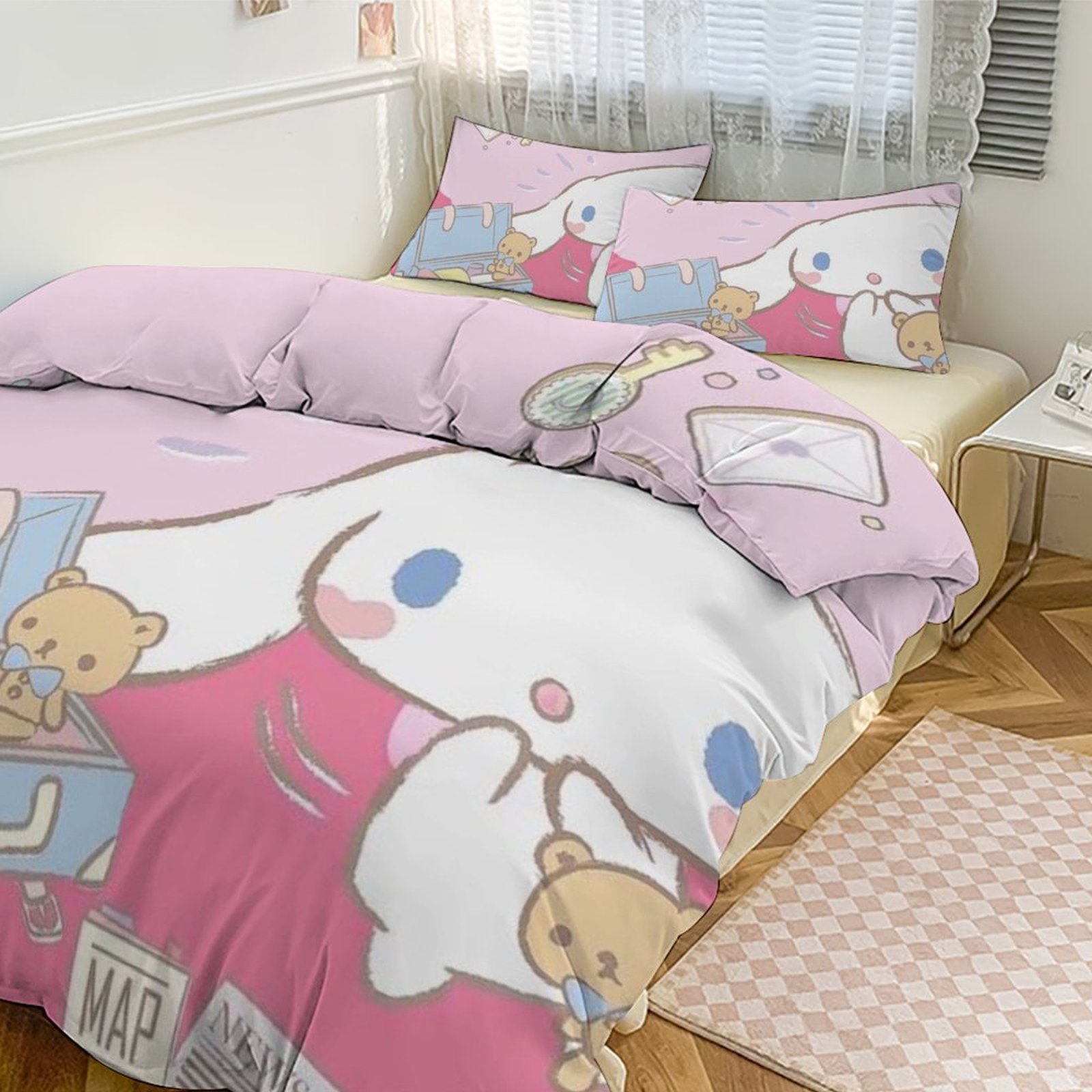 CINNAMOROLL Bedding Set Anime Three-piece for Boys Girls Teens Queen ...