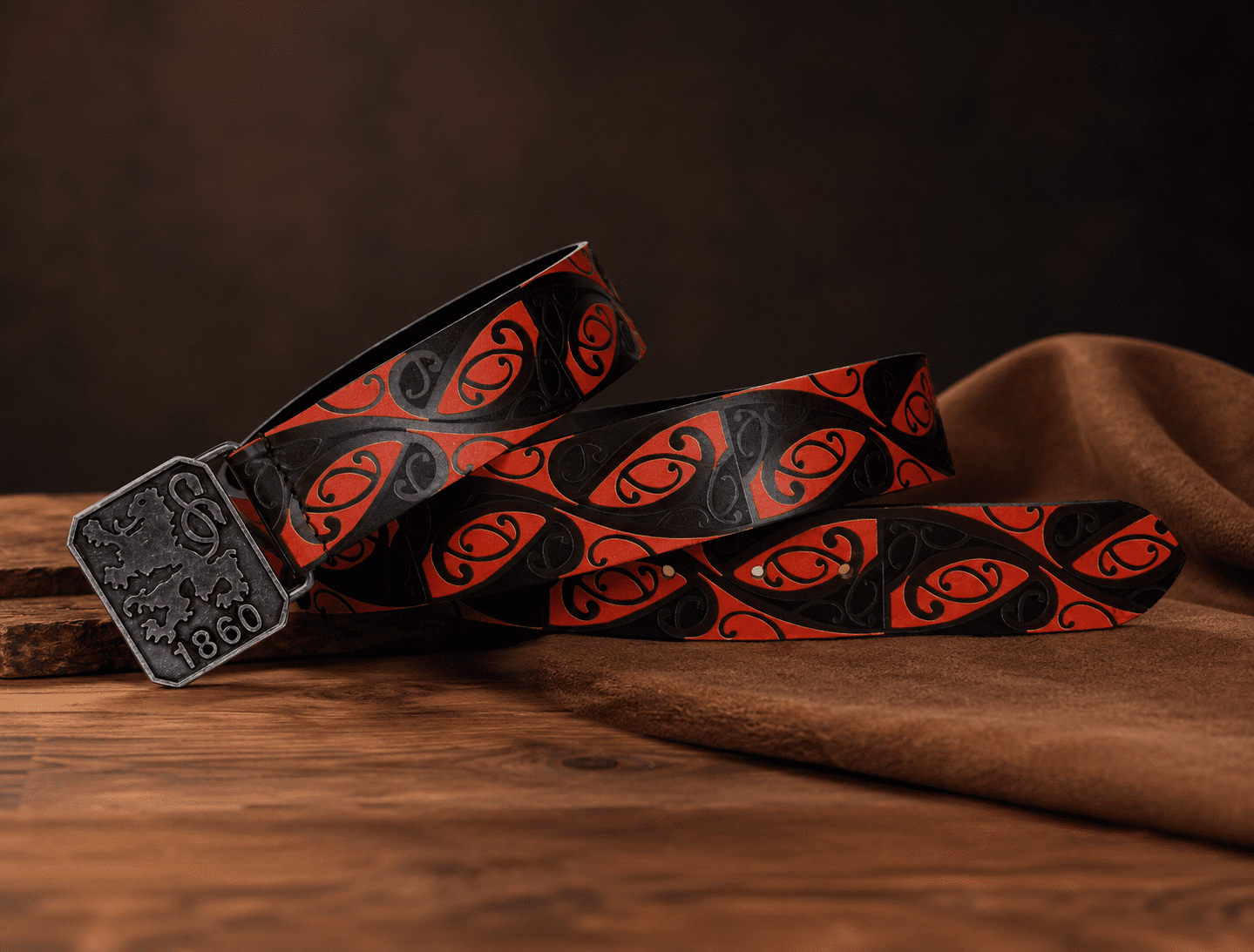 CINNI LEATHER Men’s Designer Genuine Leather Belt Red & Black Pattern ...
