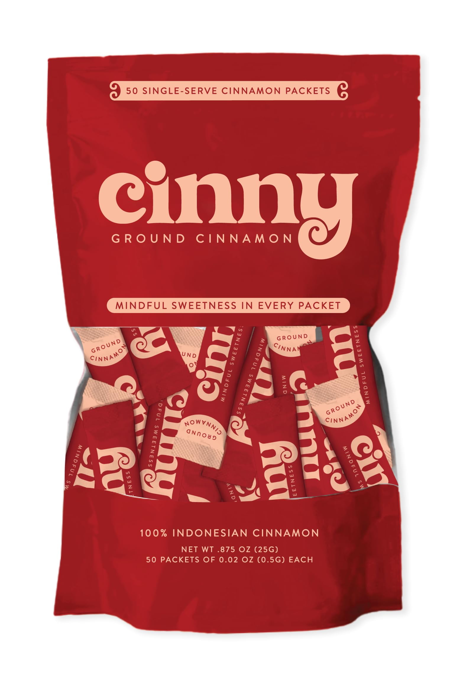 CINNY, 50 Single-Serve Packets SBF3 Ground Cinnamon - .02 oz Packets of Pure, Ethically Sourced ...