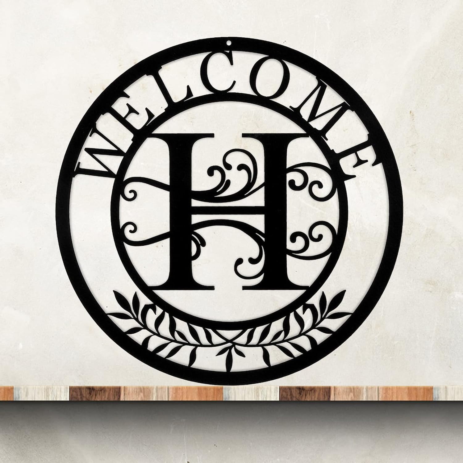 Initial Welcome Sign, 12 Inch Metal Monogrammed Sign Farmhouse Front ...