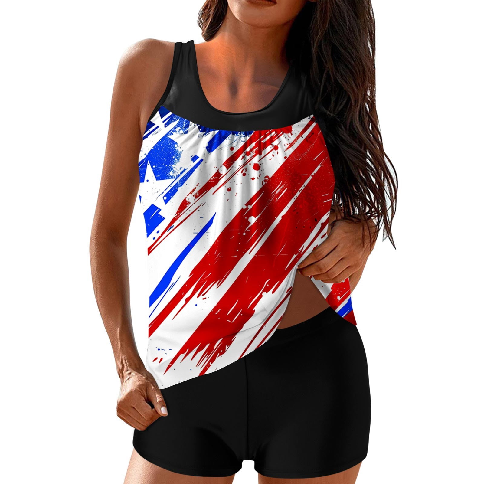 CINVREST Two Piece Bathing Suits for Women July 4th Series Tankini Set ...