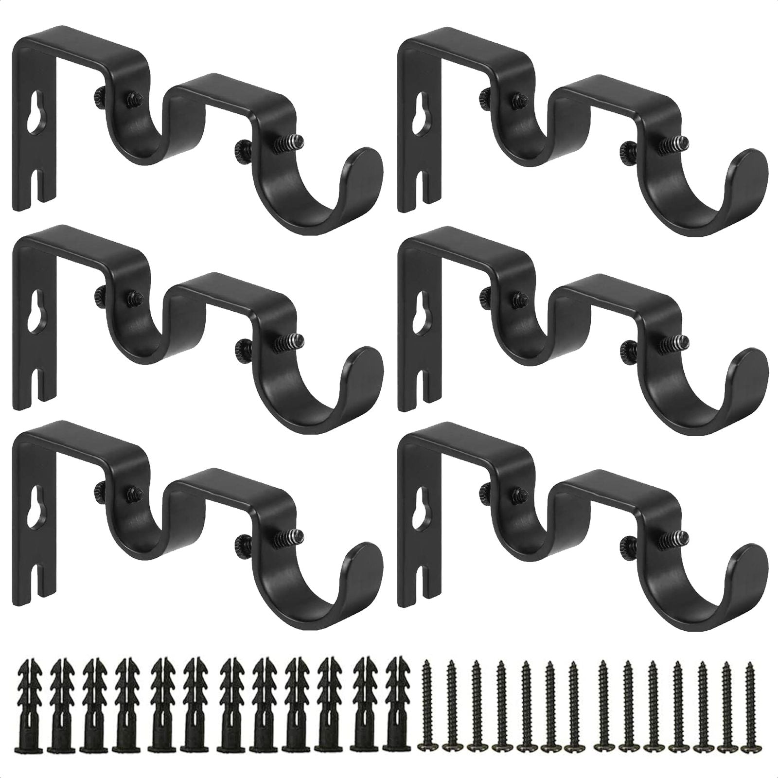 "CINYOYO Heavy Duty Metal Double Curtain Rod Brackets, 6 Pack for 1 ...