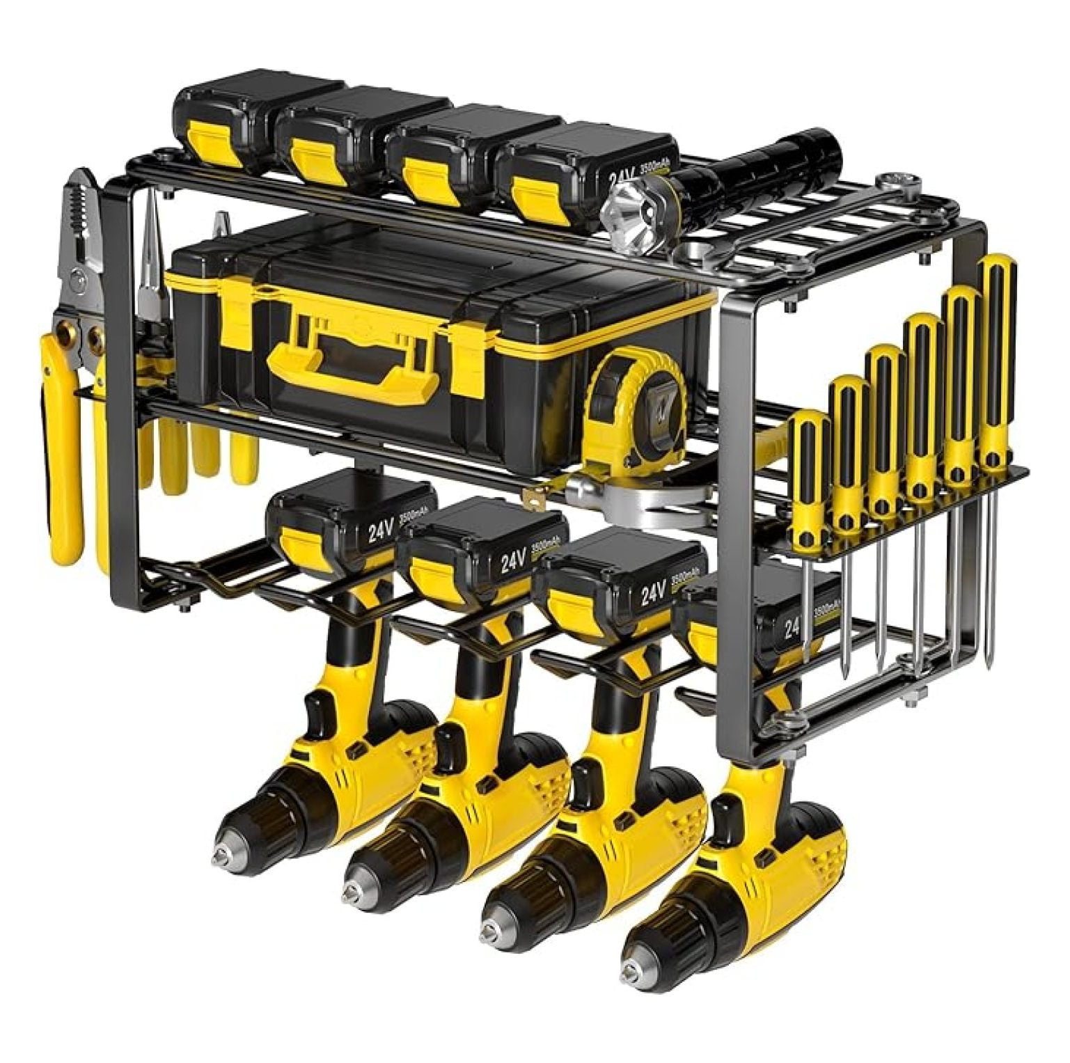 CIOYQOGOG Power Tool Organizer, Iron Wall Mount with 4 Drill Holders ...