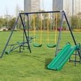 CIPACHO 137" A-Frame Metal Swing Set with Slide, Seesaw, Kids Swing Toy ...