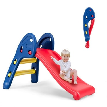 Gymax Toddler's Foldable 2-Step Indoor & Outdoor Plastic Slide Play Toy ...