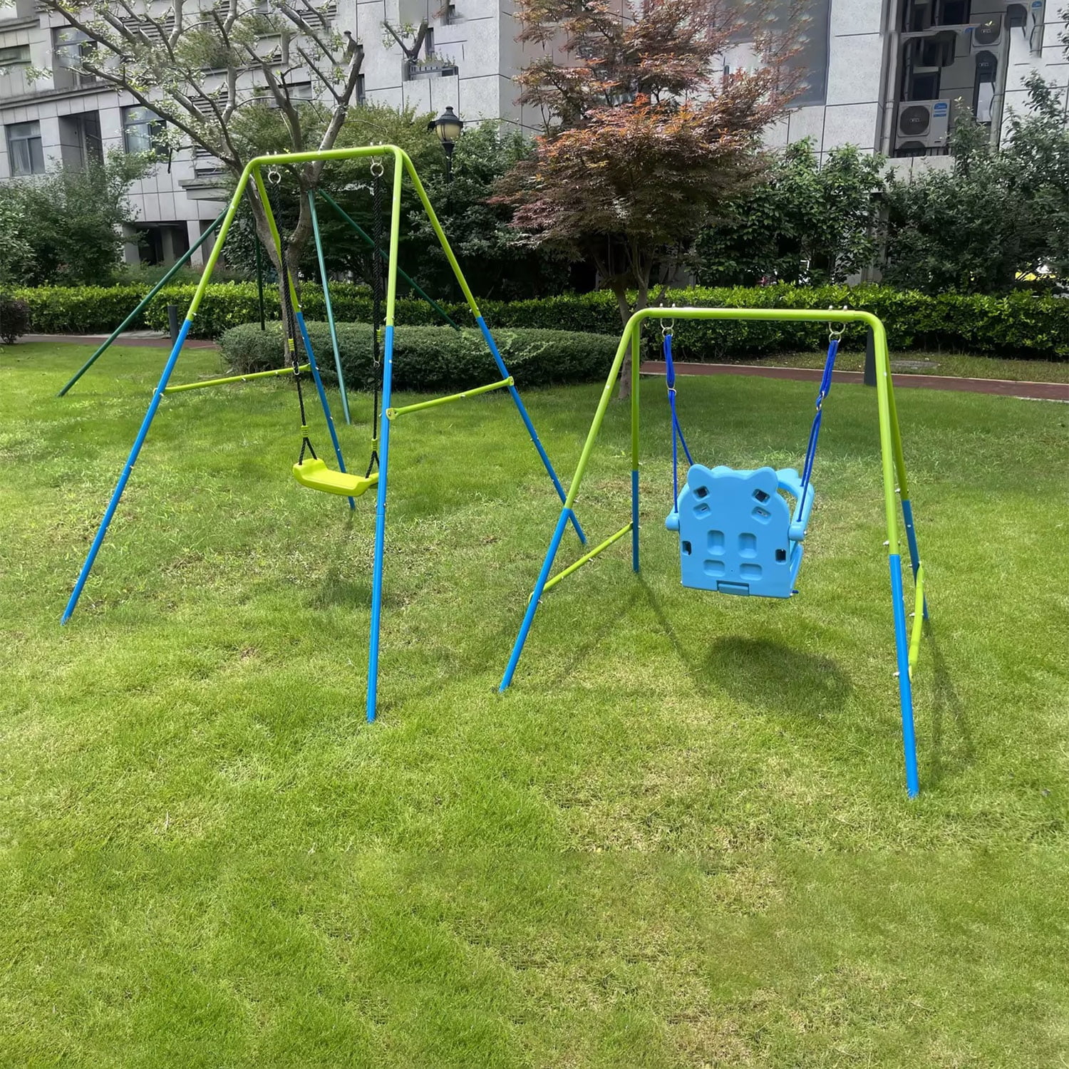 CIPACHO 2 in 1 Kids Swing Set, Bucket Style Swing Seat, Outdoor ...