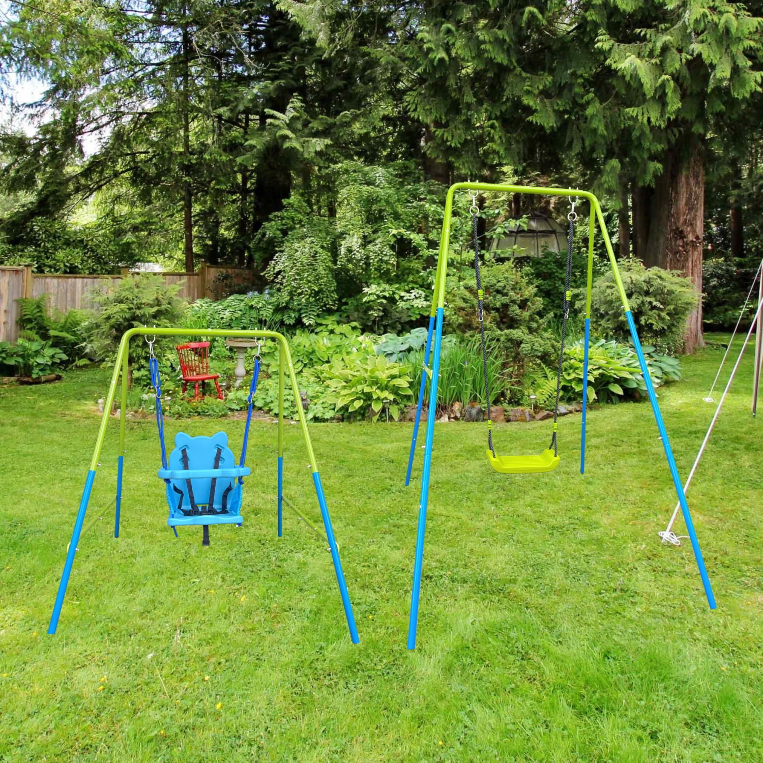 CIPACHO 2 in 1 Kids Swing Set with Safety Seat, Outdoor Playground for ...