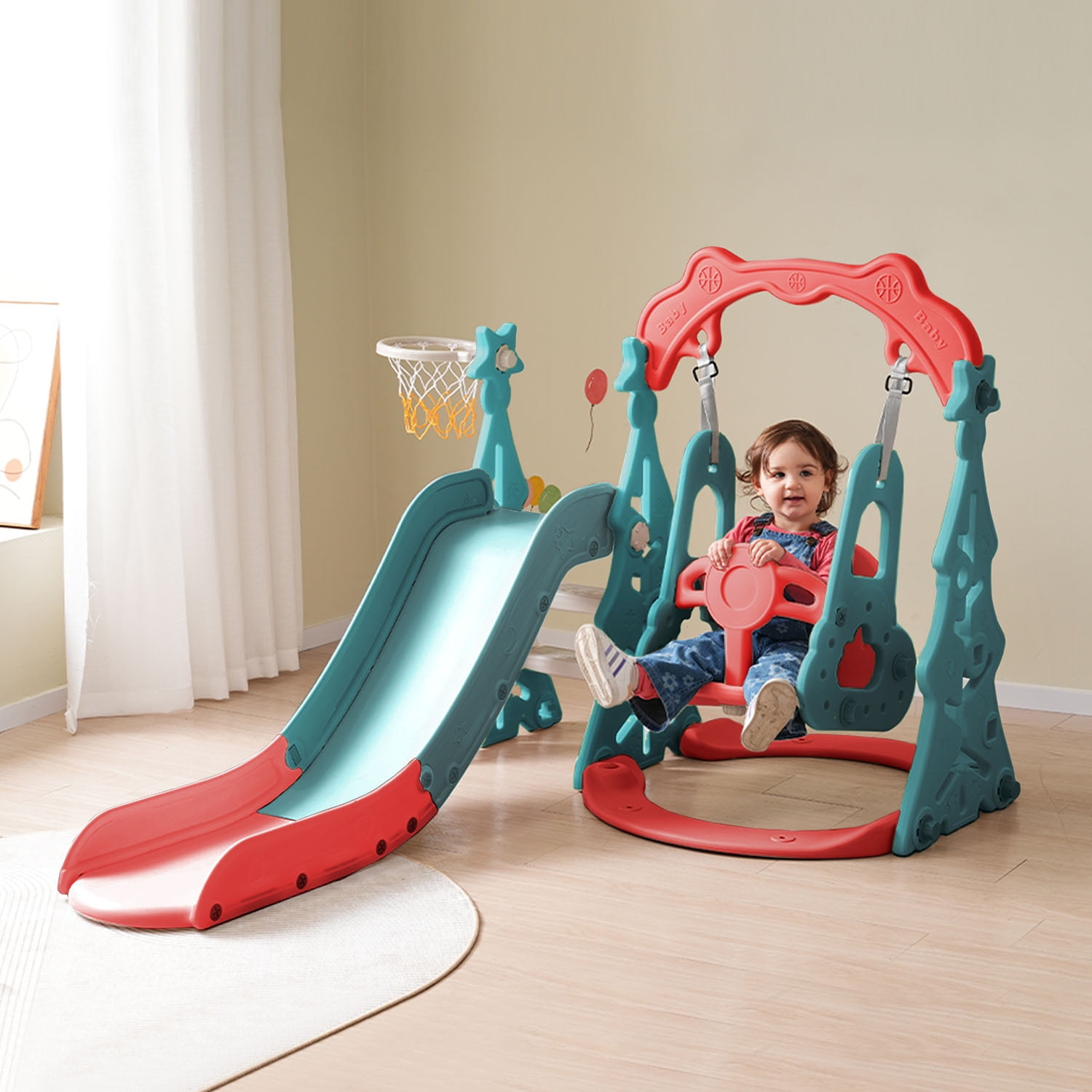 CIPACHO 3 in 1 Toddler Slide and Swing Set, Kids Playground Climber ...