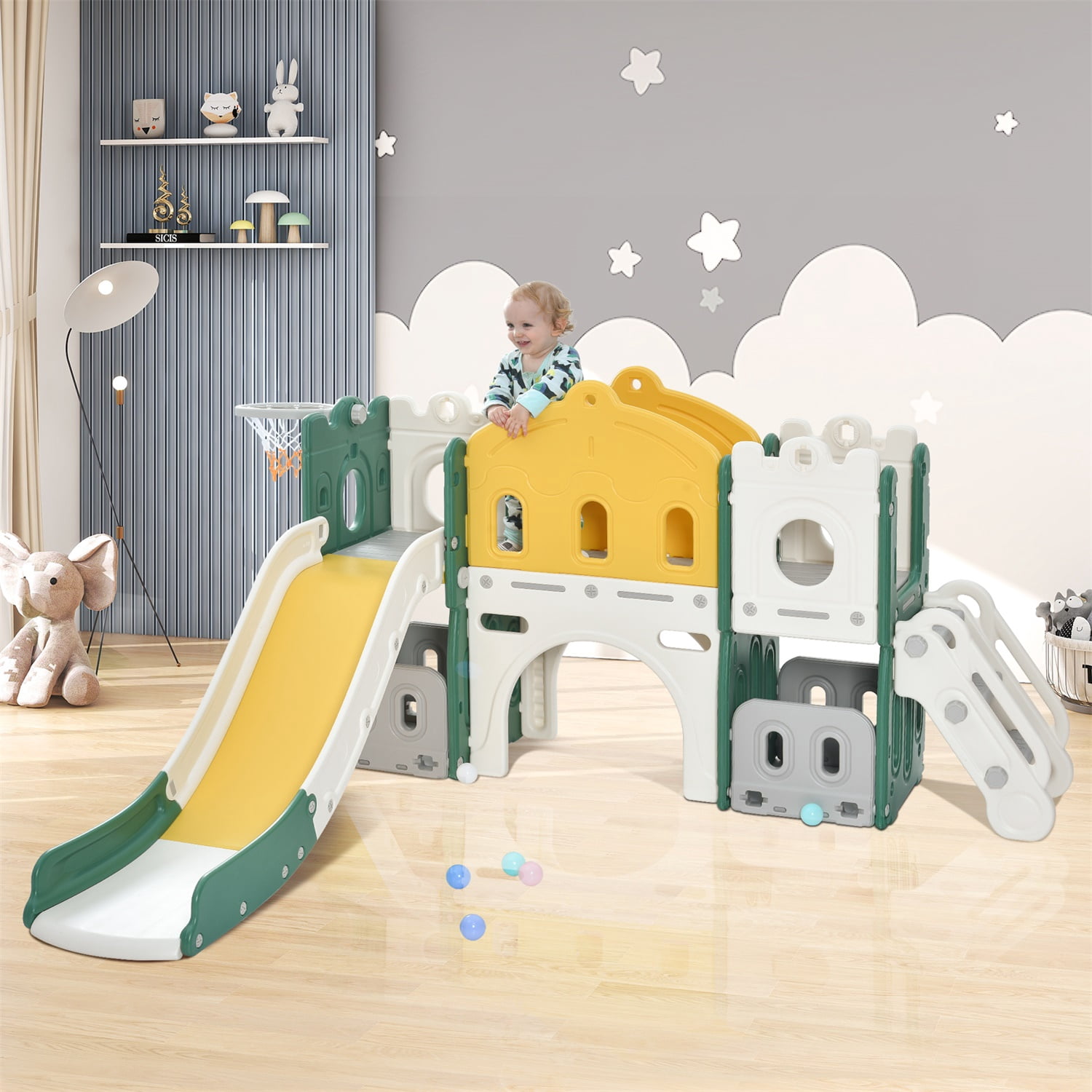 CIPACHO 5 in 1 Kid Slide Playground Set for Toddler 1-5 Age, Kids ...