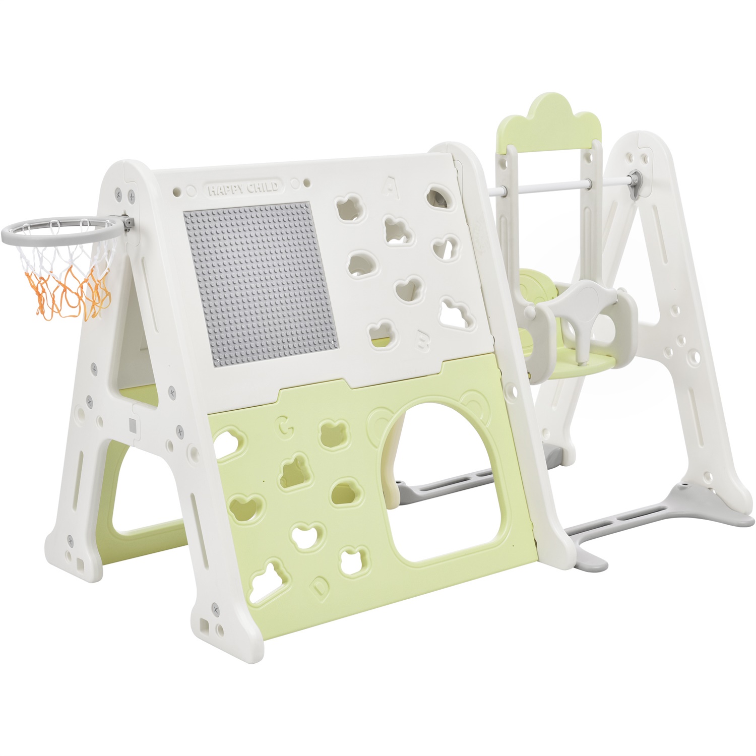 CIPACHO 6-in-1 Toddler Climber Basketball Hoop Swing Set with Tunnel ...