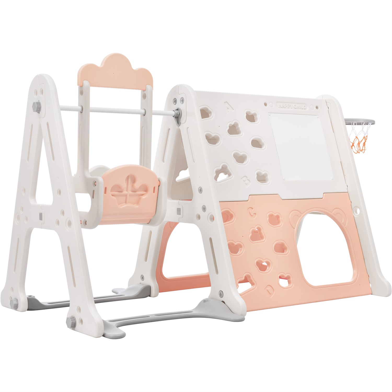 CIPACHO 6-in-1 Toddler Climber Basketball Hoop Swing Set with Tunnel ...