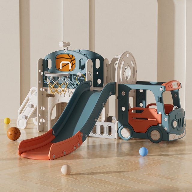 CIPACHO Bus Themed Slide Toys for Toddler Indoor Outdoor, Playsets ...