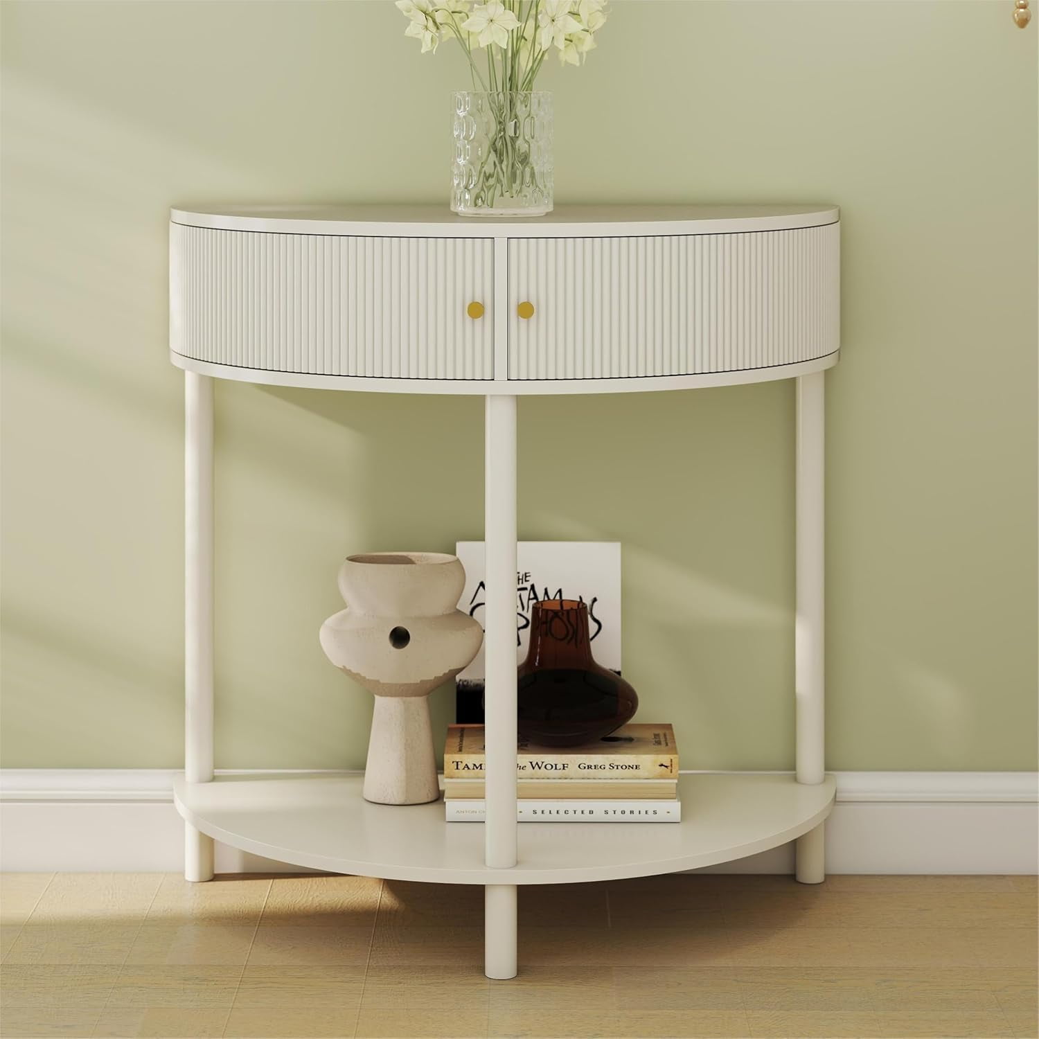 CIPACHO Half Moon Console Table,2-Tier Modern Entryway Table with ...