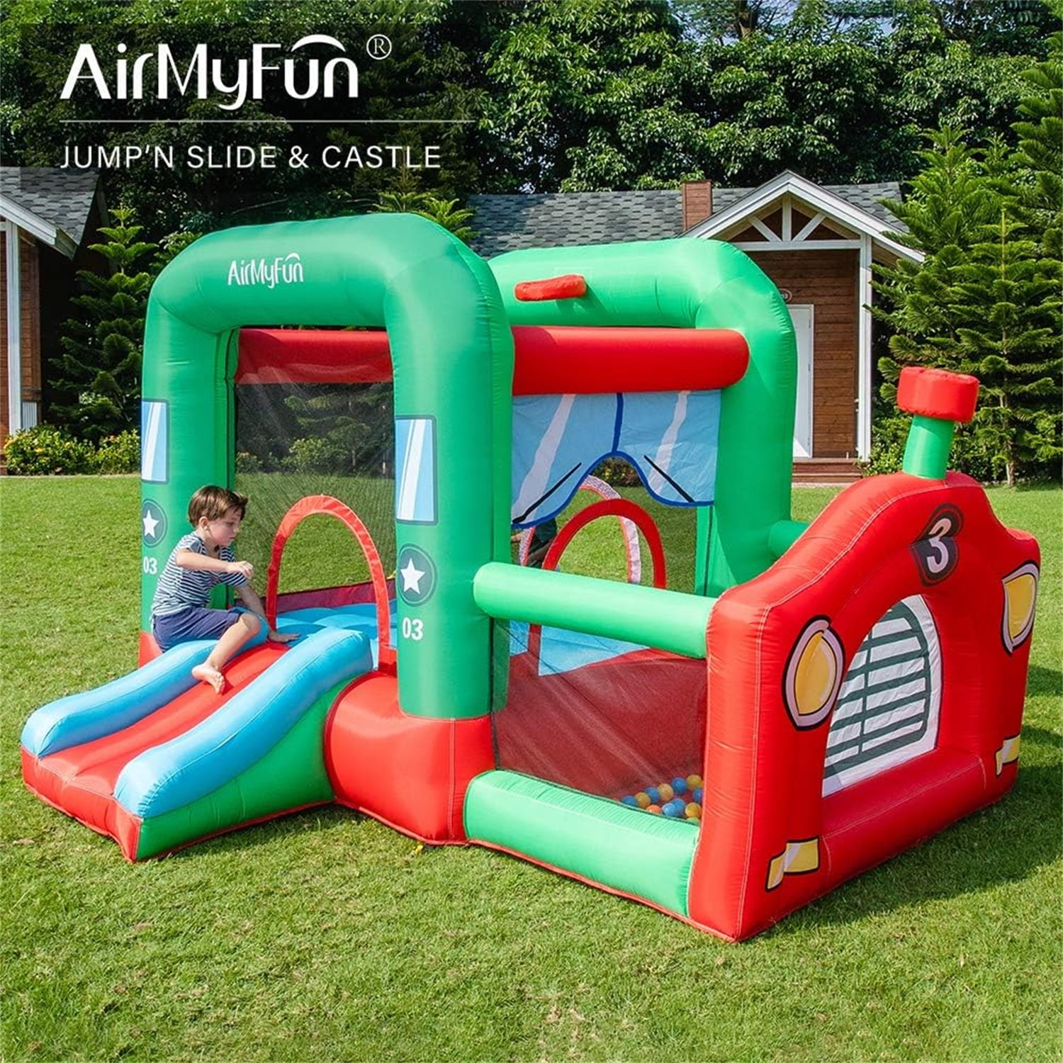 CIPACHO Inflatable Bounce House with Blower, Indoor Outdoor Playhouse ...