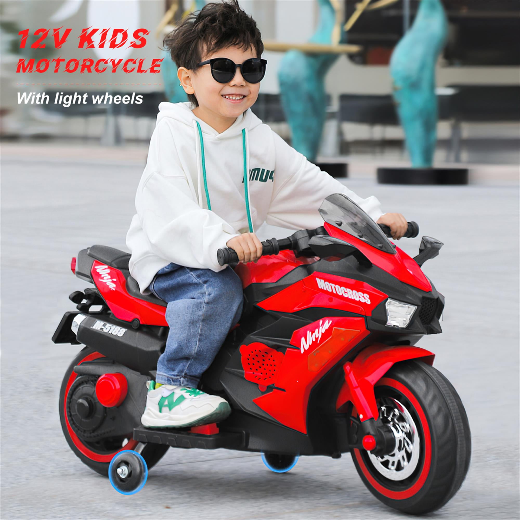 CIPACHO Kids 12V Battery Powered 4 Wheels Ride on Motorcycle Toy for Children Boys and Girls ...