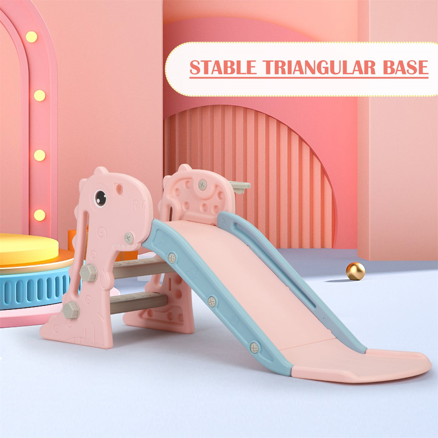 CIPACHO Kids Folding Slide Set, Pink Dinosaur Playset, Toddler ...