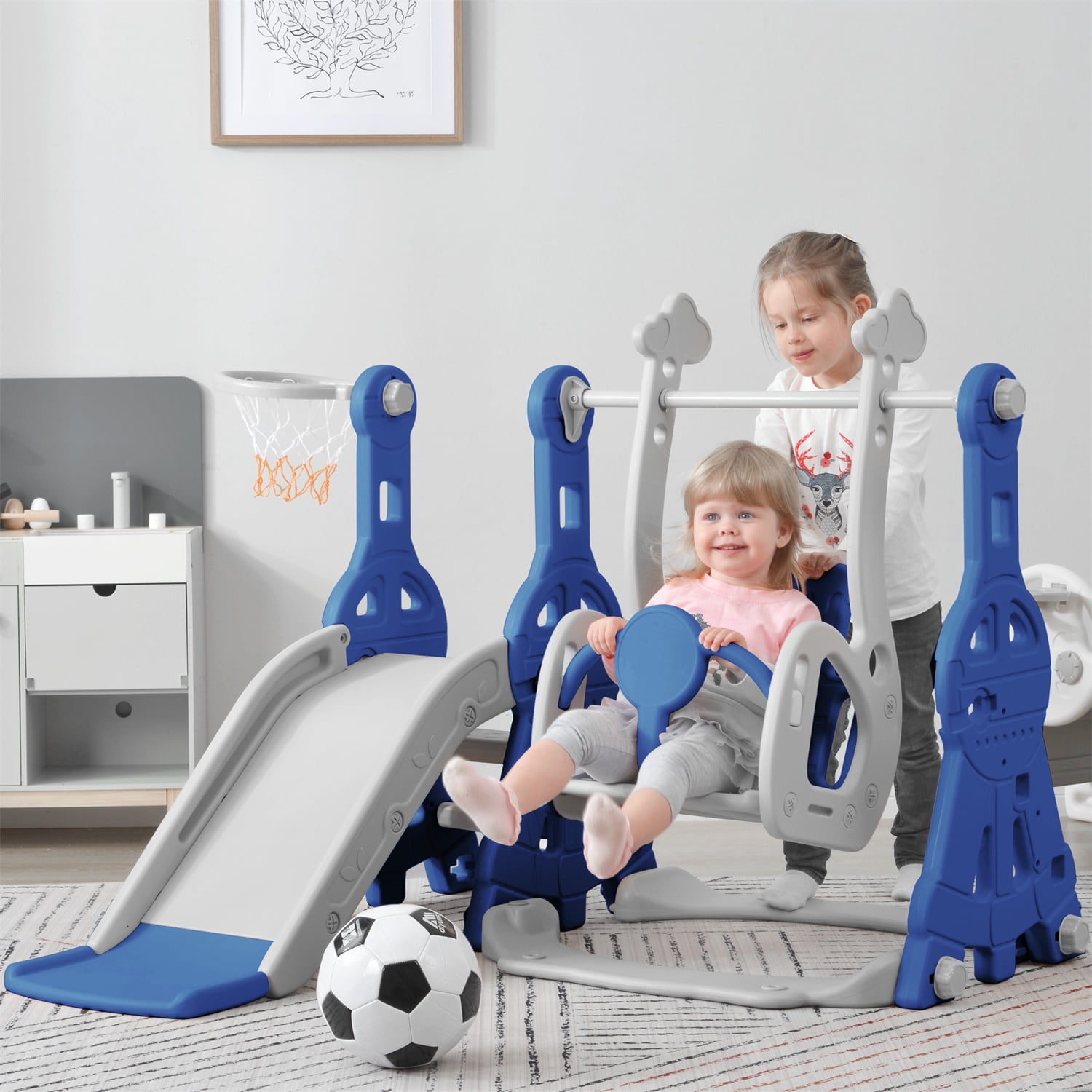 CIPACHO Toddler Slide and Swing Set 3 in 1, Kids Playground Climber ...