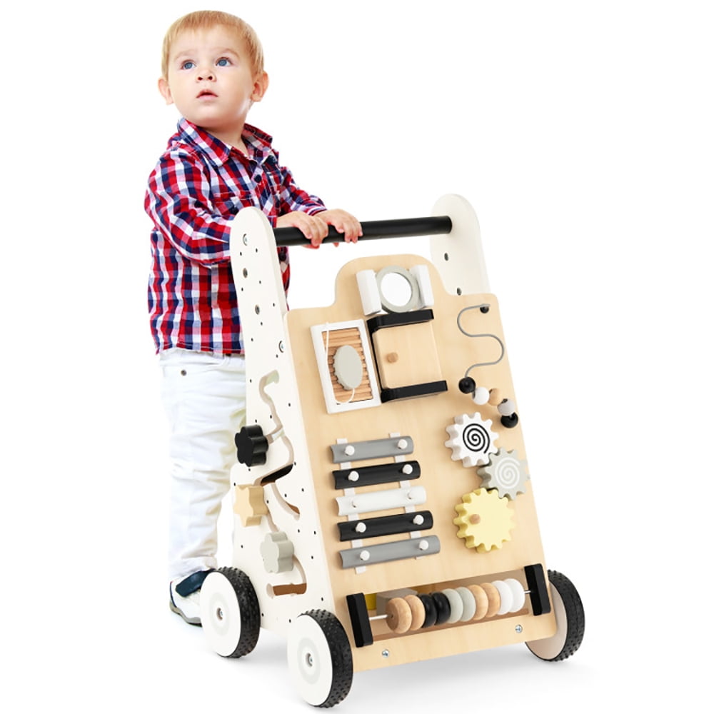 CIPACHO Wooden Baby Walker with Height Adjustable Handles, Activity ...