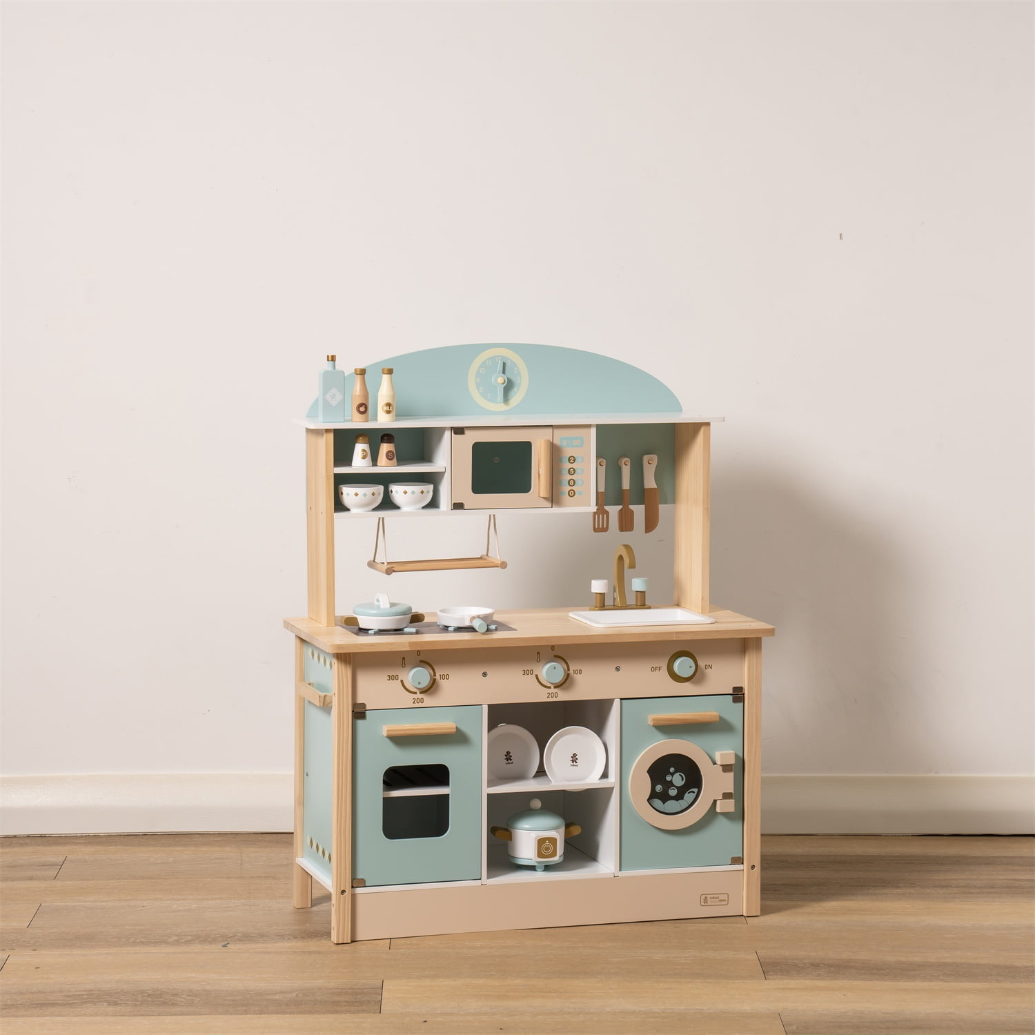 CIPACHO Wooden Play Kitchen Set for Kids with Washing Machine and ...