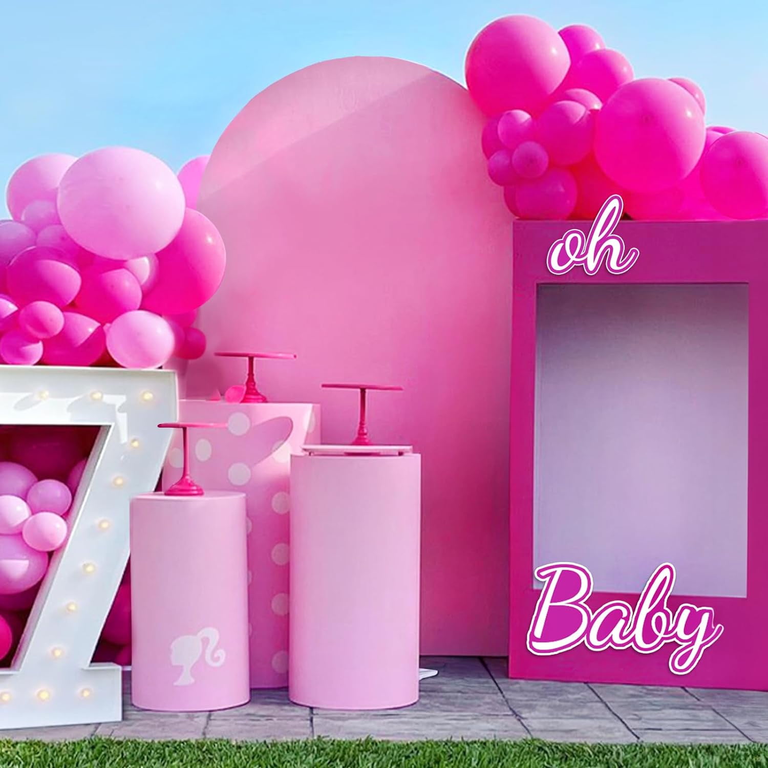 CIPAZEE Pink Arch Backdrop Cover - 2-Sided Pink Wedding Arch Backdrop ...