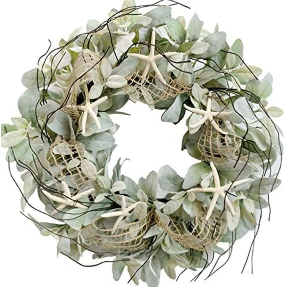 CIR OAOSES 18 Inch Green Ear Lambs Leaves Starfish Wreaths for Front ...