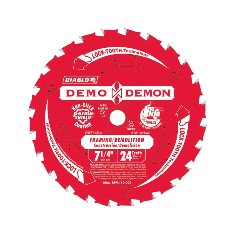 Freud D0724DA Diablo 7-1/4-inch 24T Demo Demon Framing & Demolition Saw ...