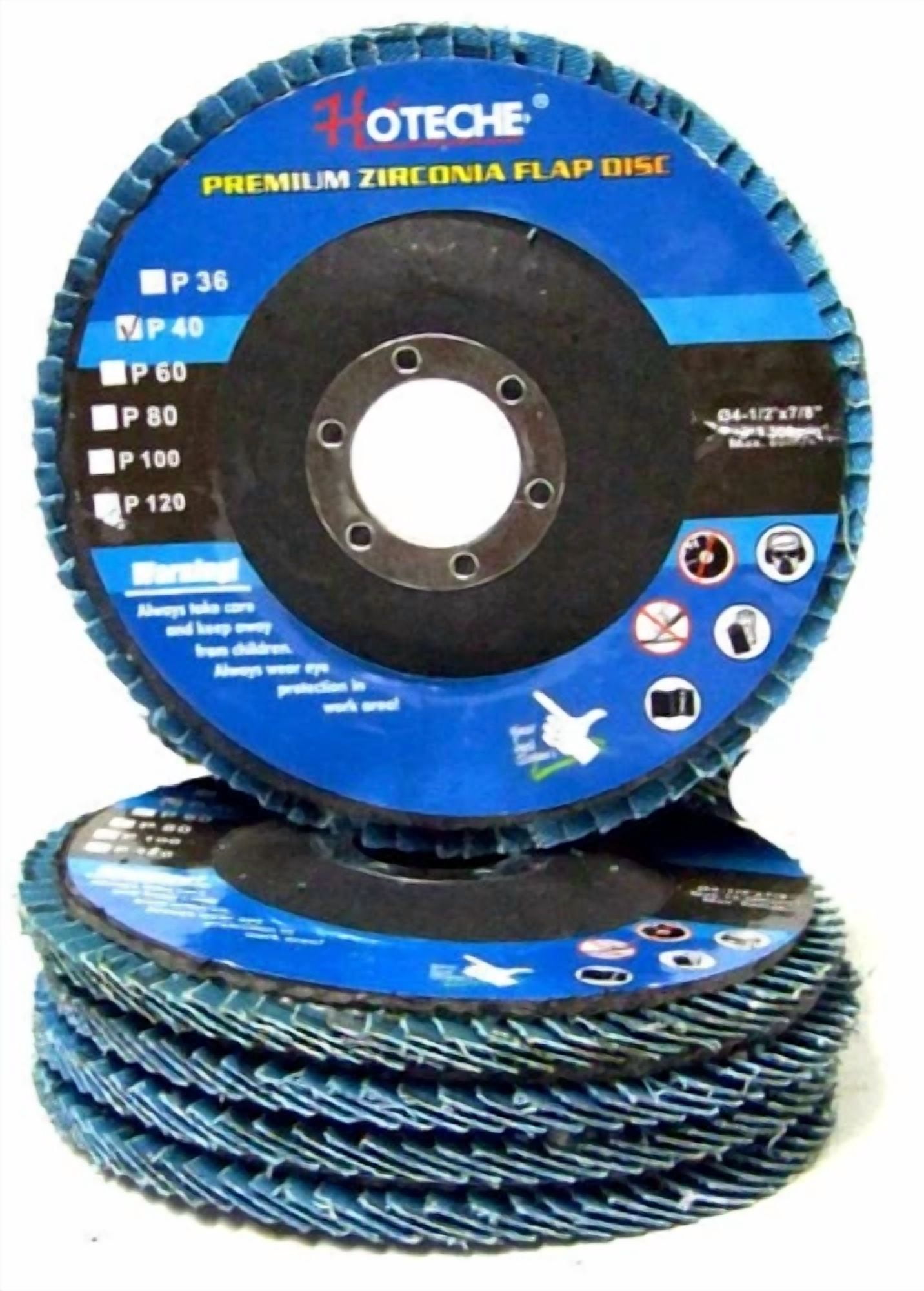 CIRCLE- 5 Pc 4-1/2"X7/8" 100 Grit Blue Zirconia Flap Disc Angle Grinder ...