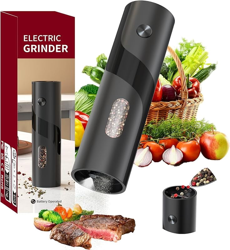 CIRCLE JOY Electric Rechargeable Salt and Pepper Grinder Set Top-Refill ...