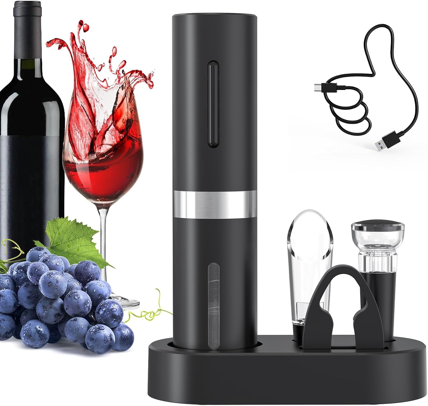CIRCLE JOY Rechargeable Wine Opener Electric Wine Bottle Opener 7-in-1 ...