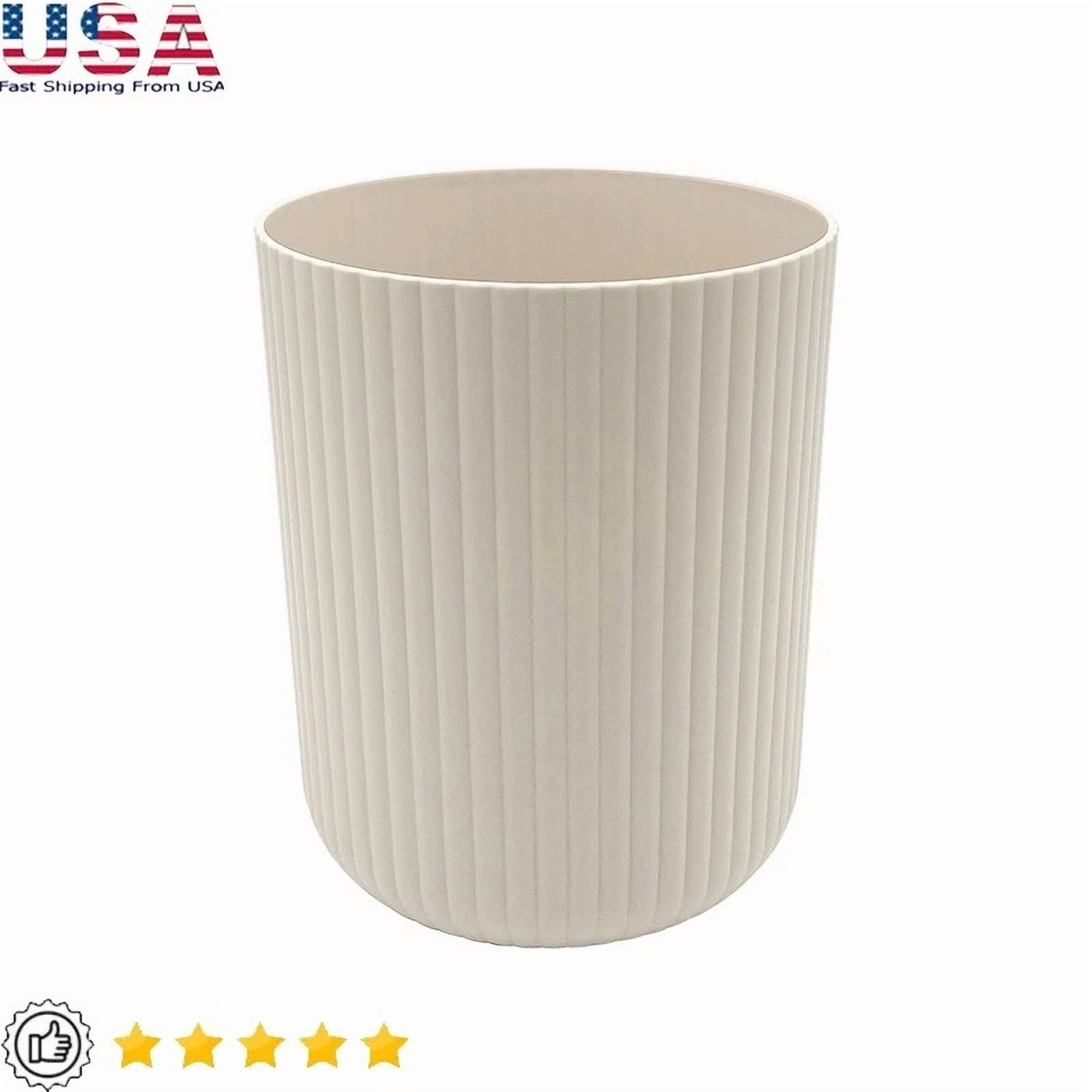 CIRCLE- Ribbed Plastic Wastebasket 1.64G Indoor Garbage Bin Compact ...