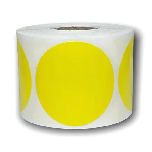 CIRCLE- Zebra Rollo 2 Round Yellow Direct Thermal Labels Self-Adhesive ...