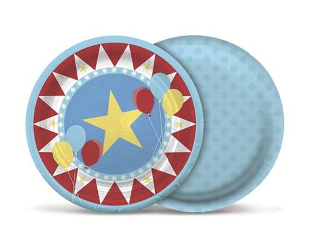 CIRCUS Round Paper Plates 7" - 16 Pack - Circus Theme Party Supplies ...