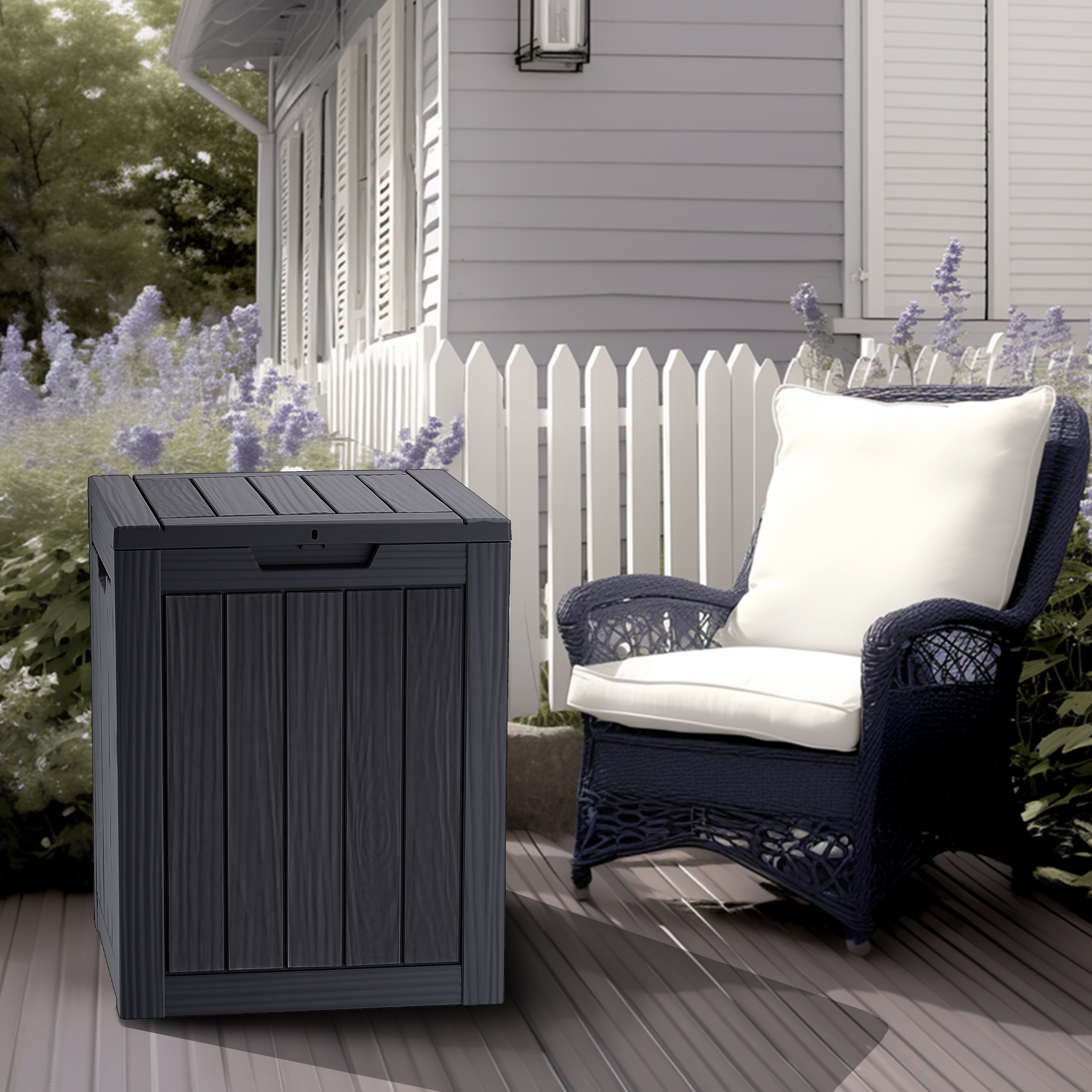 CIRUI 28-Gallon Outdoor Plastic Deck Box with Handle and Lockable Lid ...