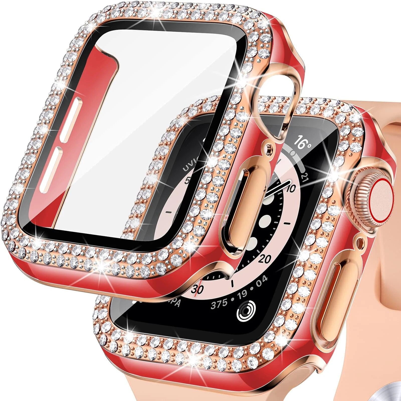 CIRUTVAL Tempered Glass Bling Cover Compatible with Apple Watch Case ...