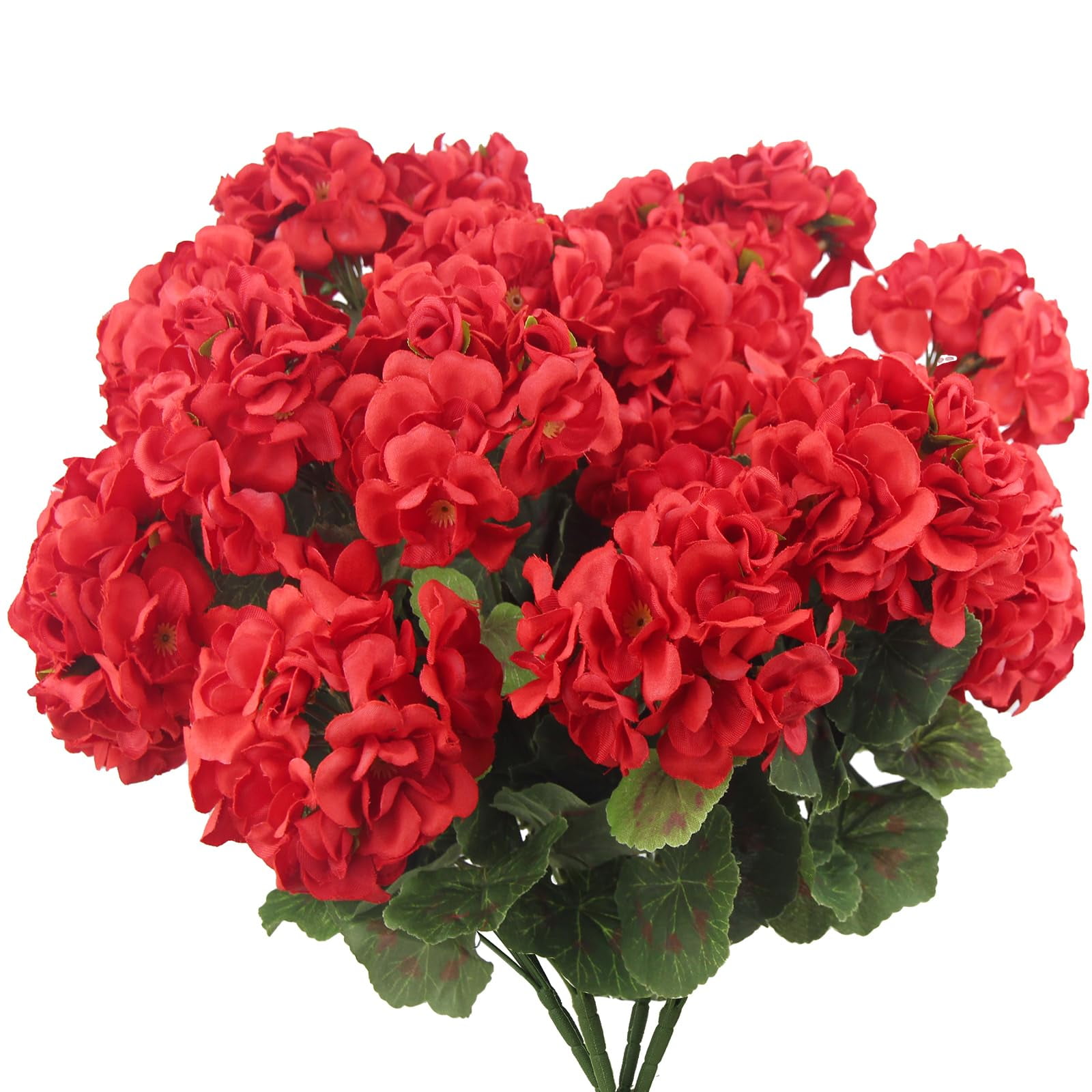 CISDUEO 4 Pcs Geraniums Silk Flowers Outdoor Red Geranium Bush Faux ...